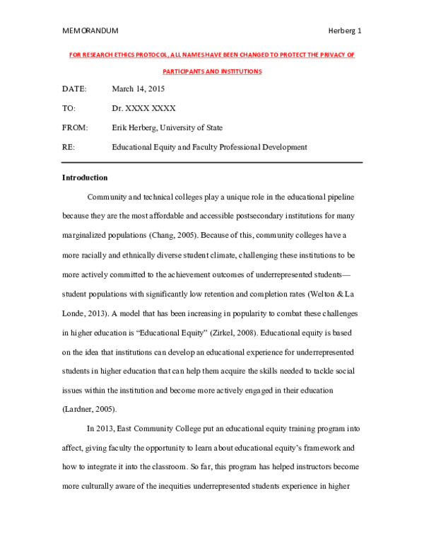 (PDF) Policy Memo: Educational Equity Professional Development Programs