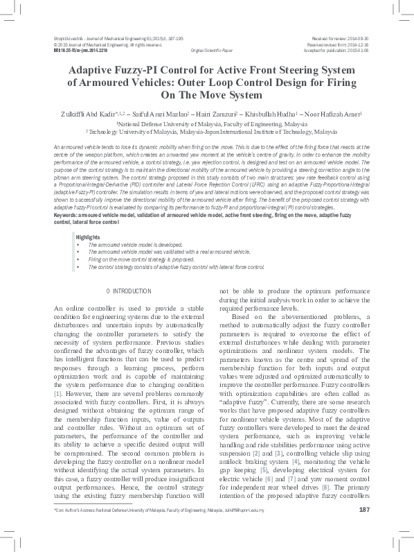 (PDF) Adaptive Fuzzy-PI Control for Active Front Steering System of ...
