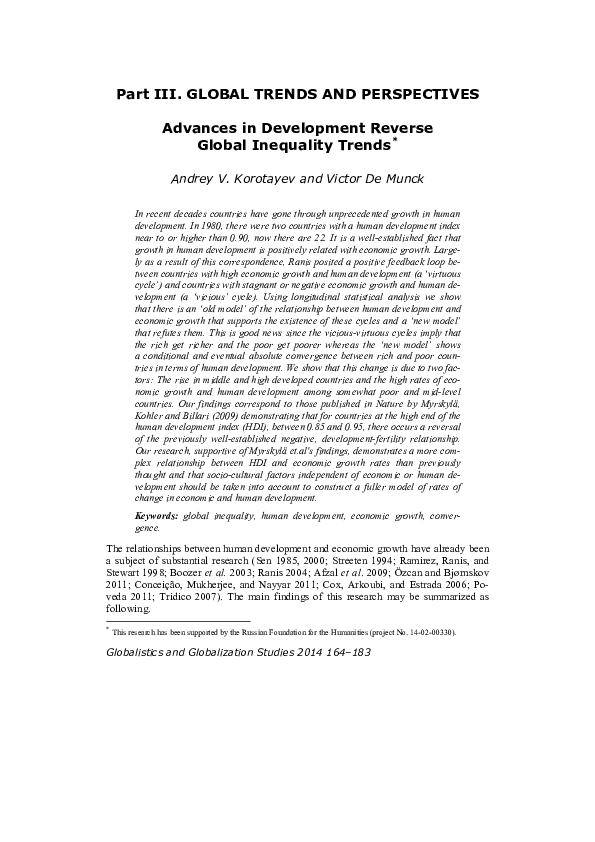 (PDF) Advances in Development Reverse Global Inequality Trends
