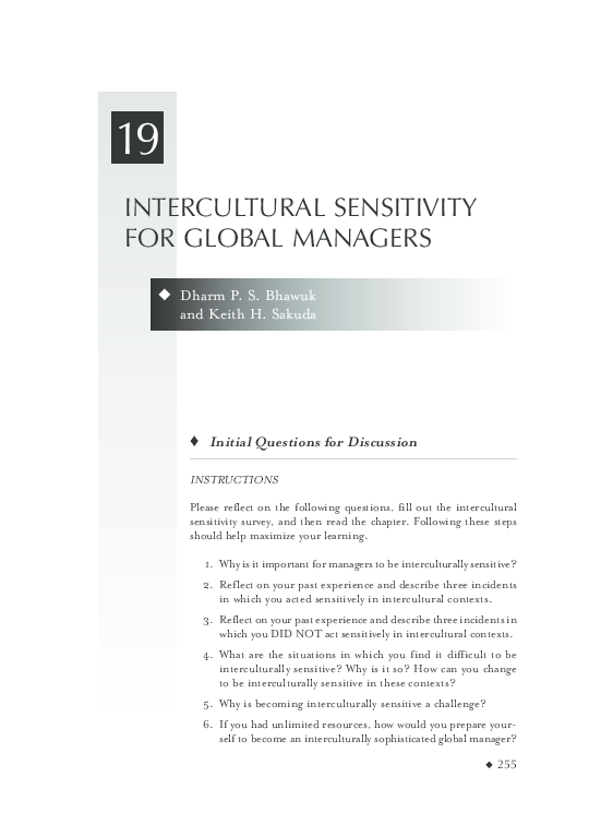 (PDF) Intercultural Sensitivity for Global Managers
