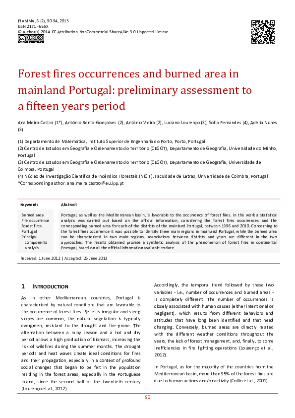 (PDF) Mapping the Causes of Forest Fires in Portugal by Clustering Analysis | António Sousa ...