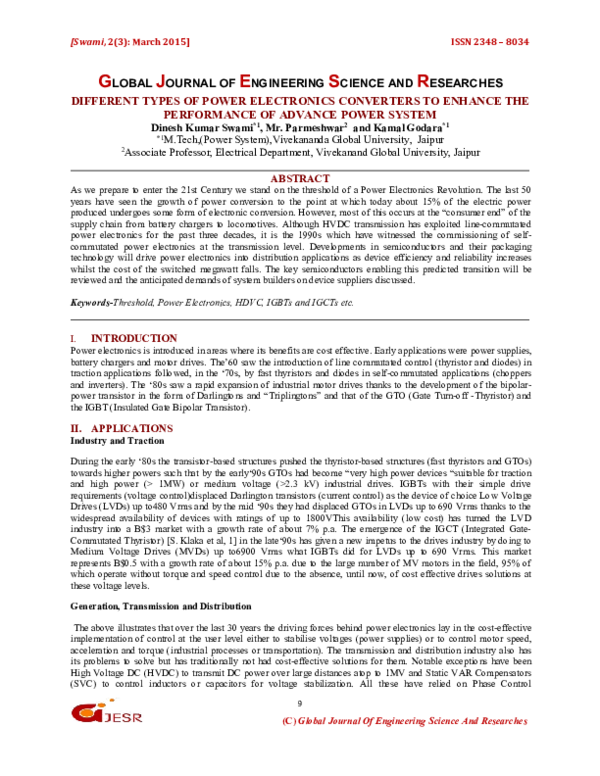 (PDF) DIFFERENT TYPES OF POWER ELECTRONICS CONVERTERS TO ENHANCE THE ...