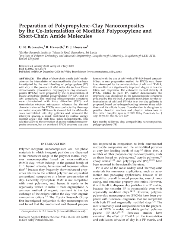 (PDF) Preparation of Polypropylene–Clay Nanocomposites by the Co ...