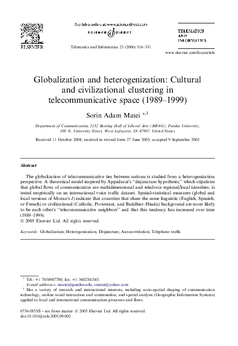 (PDF) Globalization and heterogenization: Cultural and civilizational ...