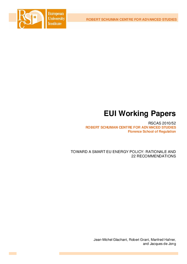 (PDF) Toward a Smart EU Energy Policy: Rationale and 22 Recommendations ...