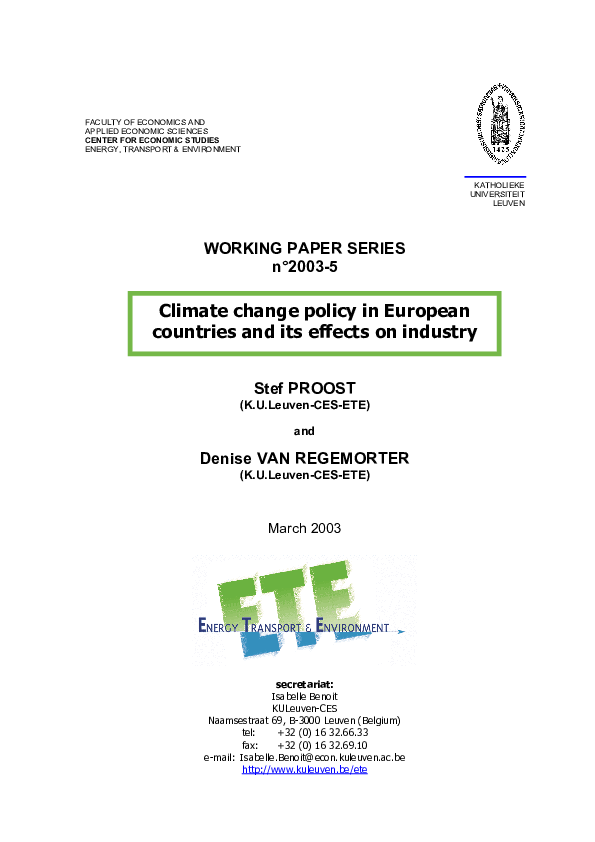(PDF) Climate change policy in european countries and its effects on ...