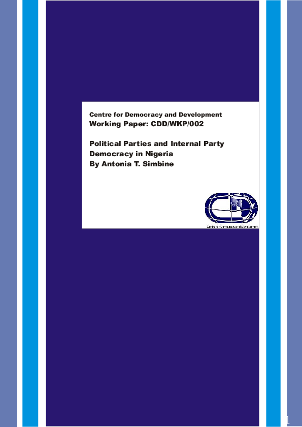 (PDF) Political Parties and Internal Party Democracy in Nigeria
