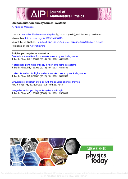 (PDF) On non-autonomous dynamical systems