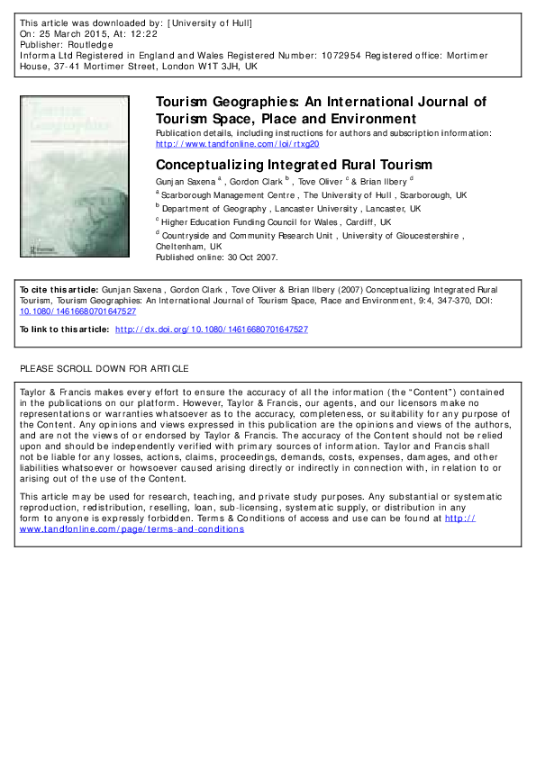 (PDF) Conceptualizing Integrated Rural Tourism