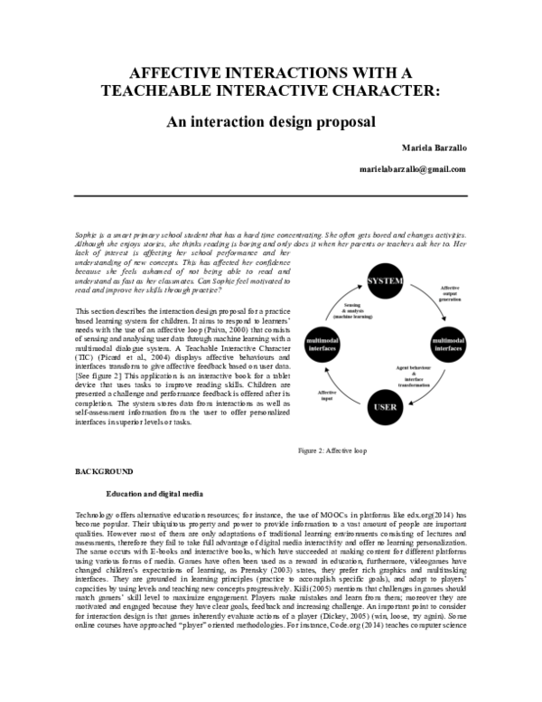 (PDF) AFFECTIVE INTERACTIONS WITH A TEACHEABLE INTERACTIVE CHARACTER ...