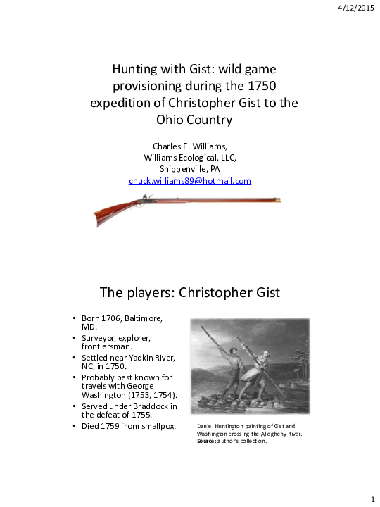 (PDF) Hunting with Gist: wild game provisioning during the 1750 ...
