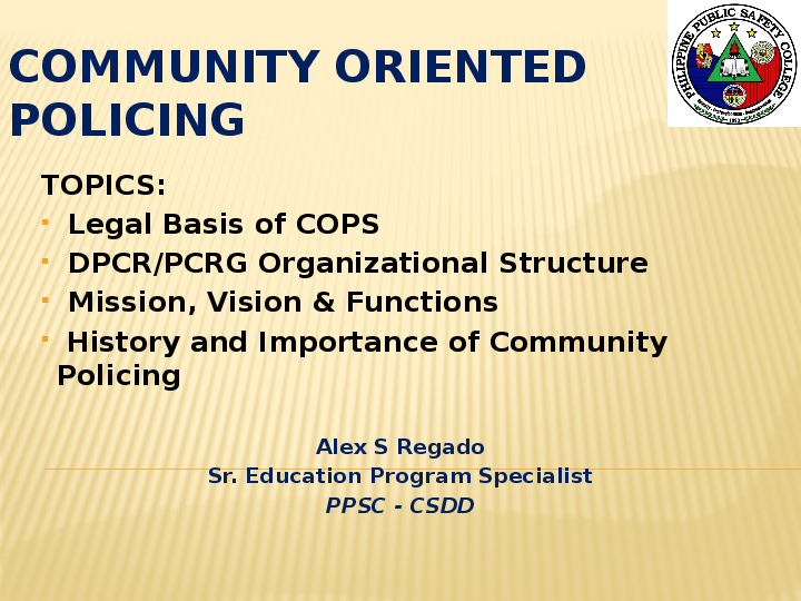 Ppt Community Oriented Policing Philippines