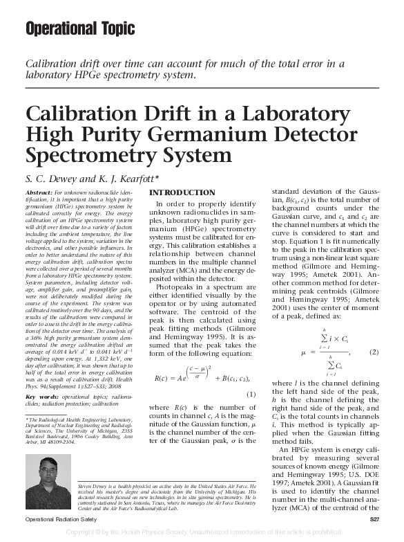 (PDF) p078 Calibration Drift in a Laboratory High Purity Germanium ...