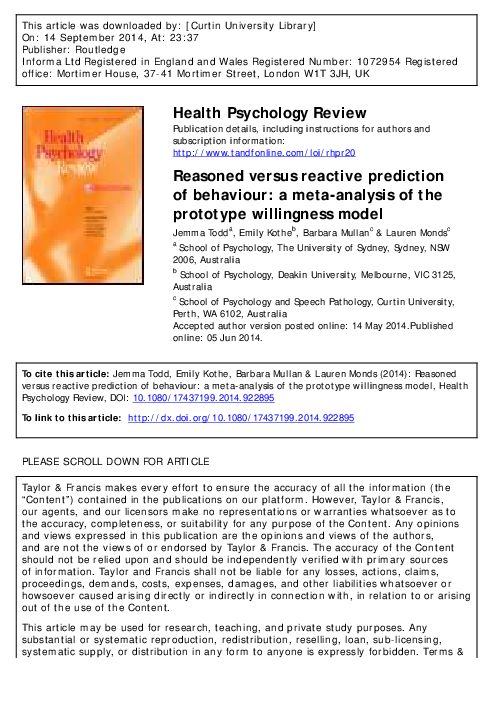 (PDF) Reasoned versus reactive prediction of behaviour: A meta-analysis ...