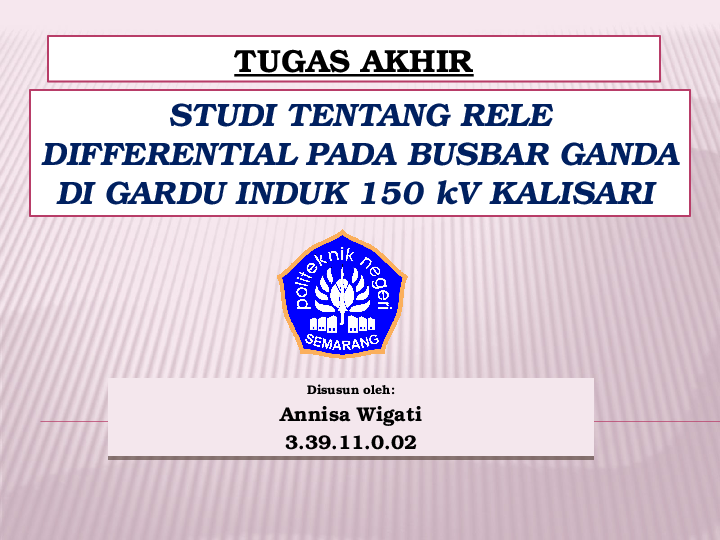 (PPT) Studi Tentang Rele Differential Pada Busbar Ganda di GIS