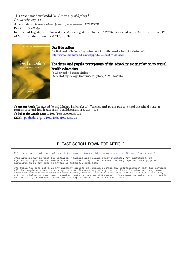 (PDF) Teachers' and pupils' perceptions of the school nurse in relation ...