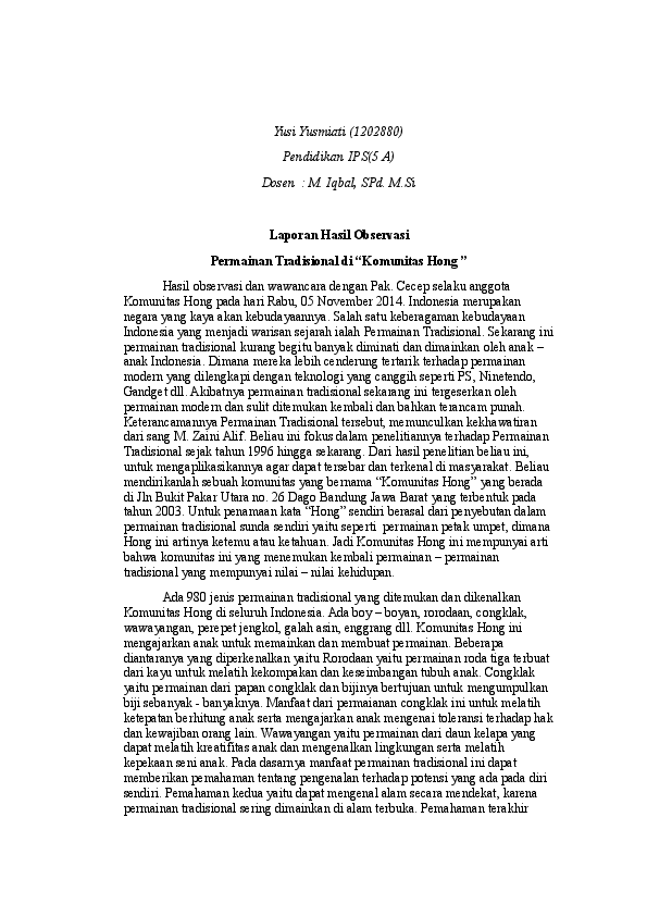 (DOC) Permainan Tradisional di “Komunitas Hong