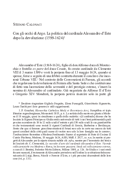(PDF) • Con gli occhi di Argo. la politica del cardinale Alessandro d ...