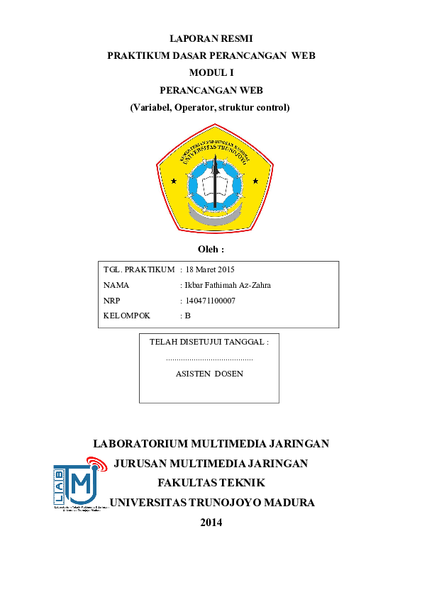 (DOC) Lapres Perancangan Web Modul 1 Ikbar Fathimah Az-zahra