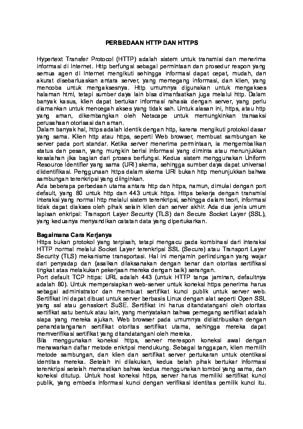 (DOC) Perbedaan HTTP dan HTTPS