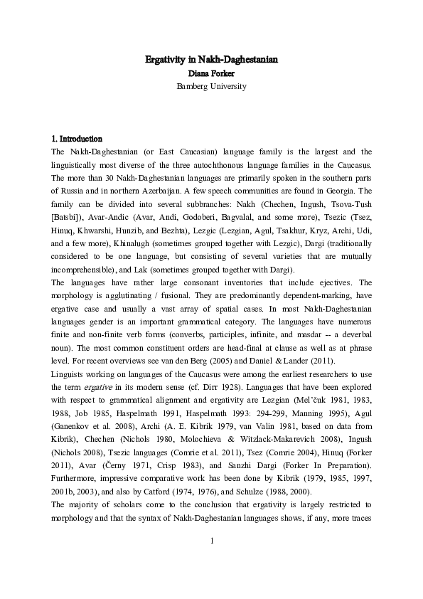 Ergativity and grammatical relations in Nakh-Daghestanian: An overview ...