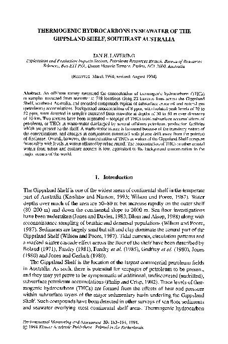 (PDF) Thermogenic hydrocarbons in seawater of the Gippsland Shelf ...