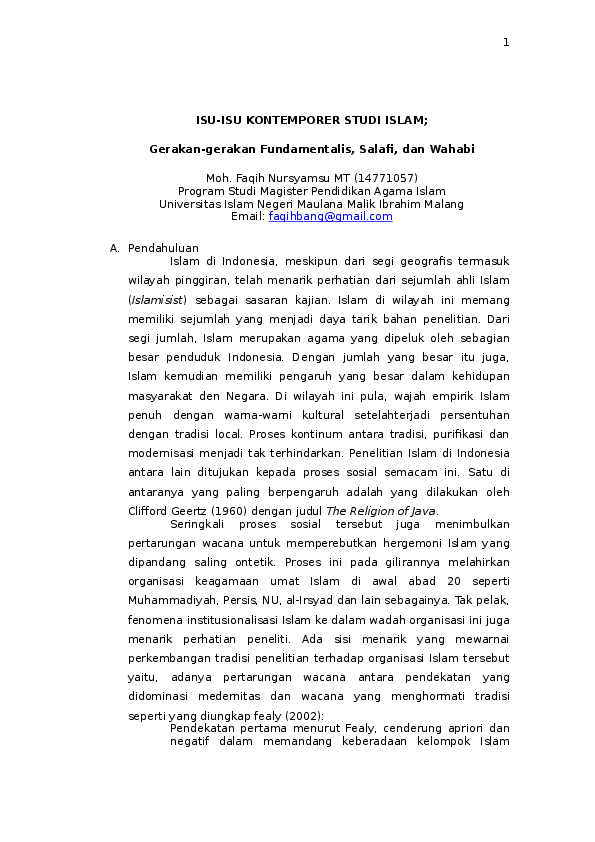 (DOC) isu-isu kontemporer islam