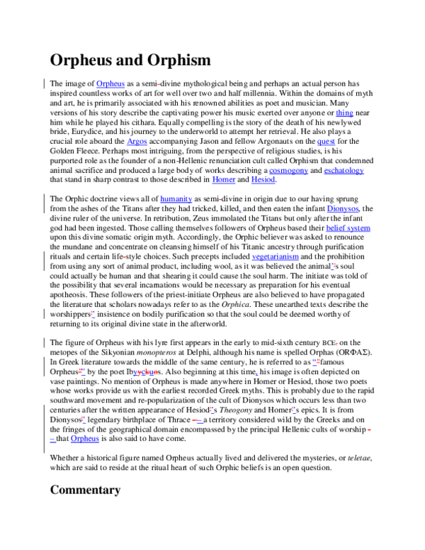 (PDF) Orpheus and Orphism