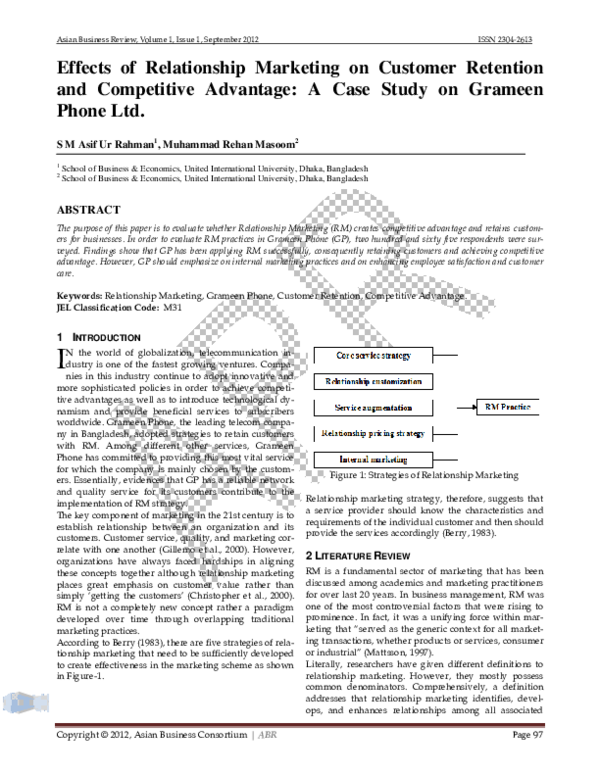 (PDF) Effects of Relationship Marketing on Customer Retention and Competitive Advantage: A Case ...