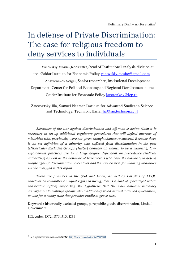 (PDF) The Puzzle of Selectivity in Fighting Discrimination: A Public ...