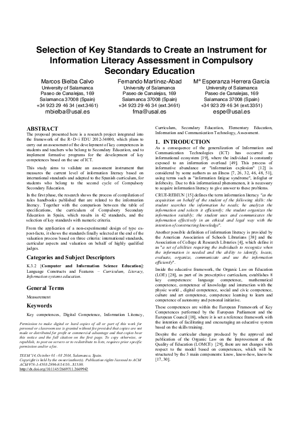 (PDF) Selection of key standards to create an instrument for ...