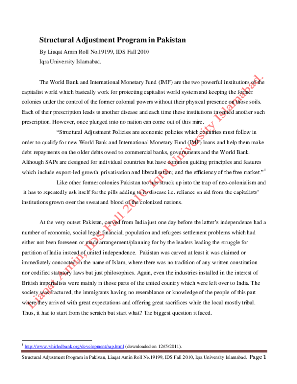 (PDF) poverty and structural adjustment programes