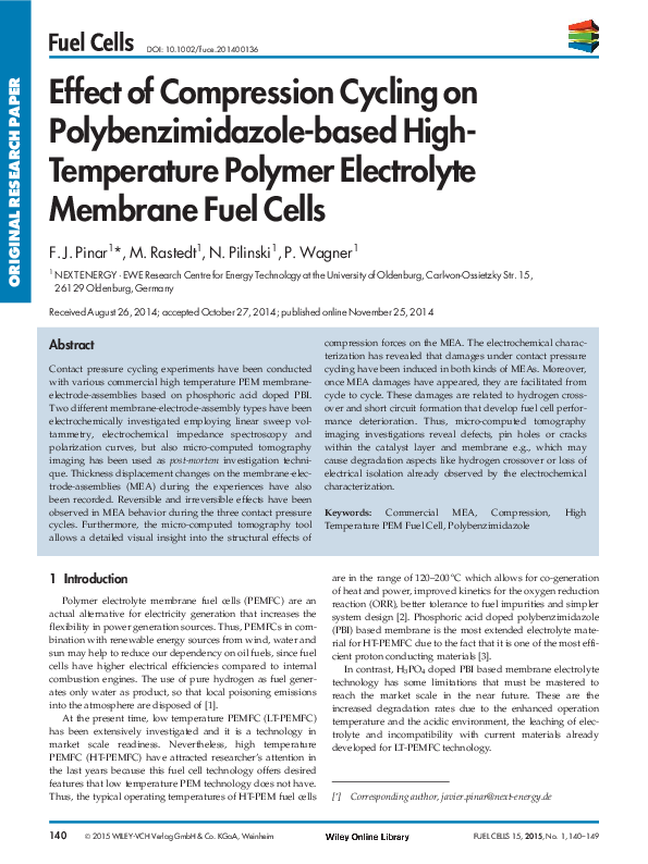 (PDF) High temperature polymer electrolyte membrane fuel cell ...