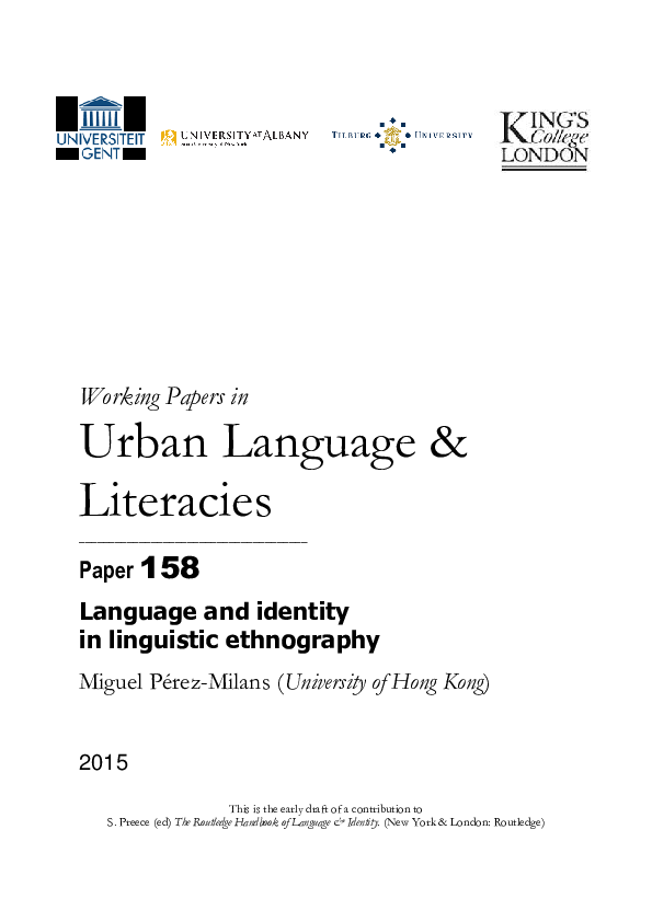 (PDF) Language and identity in Linguistic Ethnography