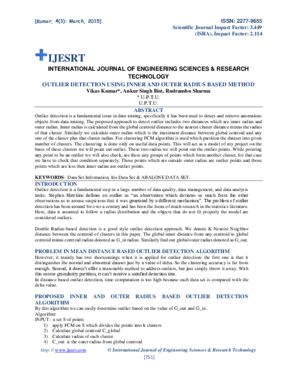 (PDF) OUTLIER DETECTION USING INNER AND OUTER RADIUS BASED METHOD