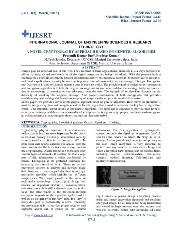 Pdf A Novel Cryptography Approach Based On Genetic Algorithm