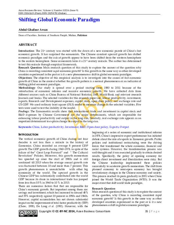 (PDF) Shifting Global Economic Paradigm