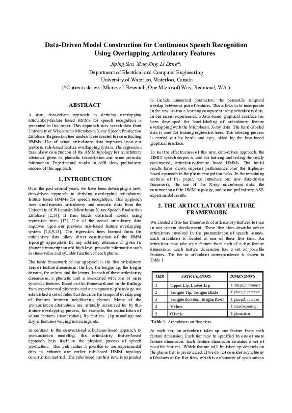 (PDF) Data-driven model construction for continuous speech recognition using overlapping ...