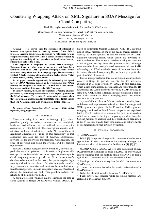 (PDF) Countering Wrapping Attack on XML Signature in SOAP Message for Cloud Computing