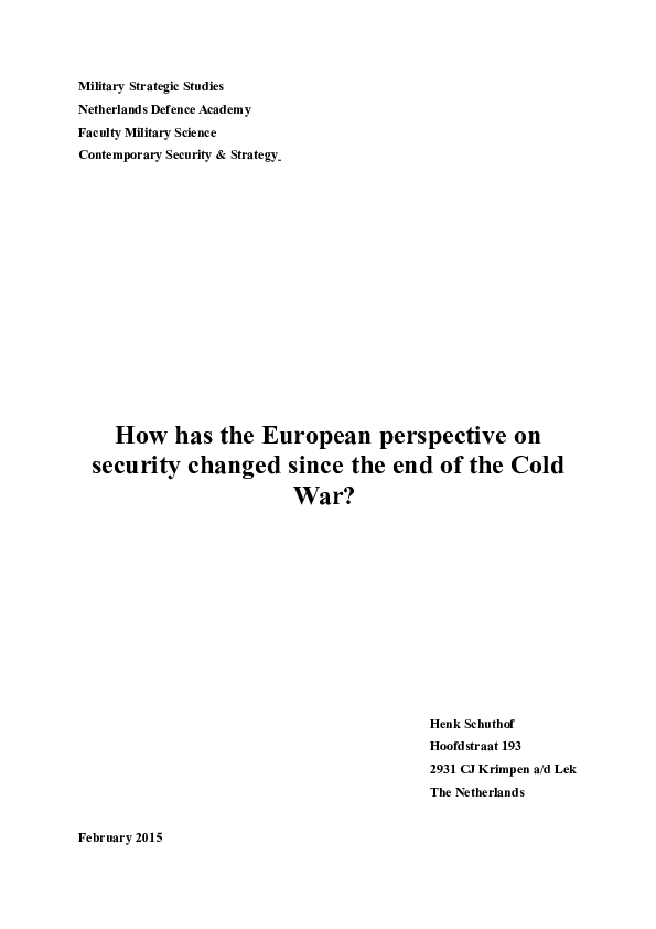 (DOC) How has the European perspective on security changed since the ...