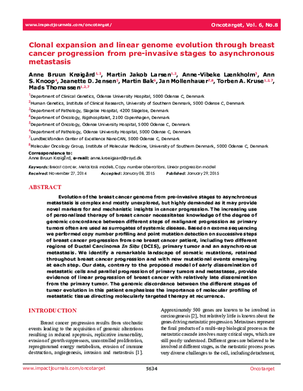 (PDF) Clonal expansion and linear genome evolution through breast ...