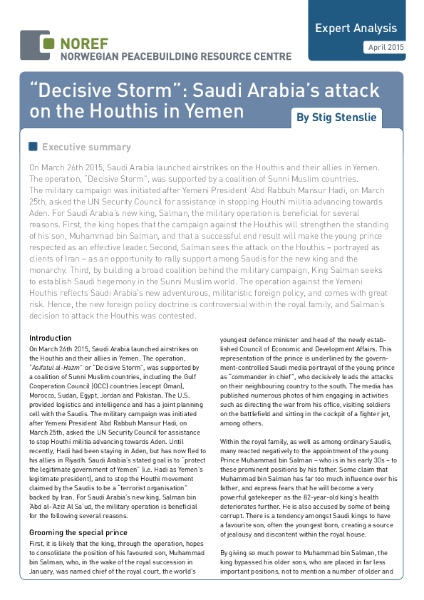 (PDF) “Decisive Storm”: Saudi Arabia’s attack on the Houthis in Yemen