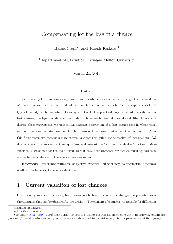 (PDF) Compensating for the loss of a chance