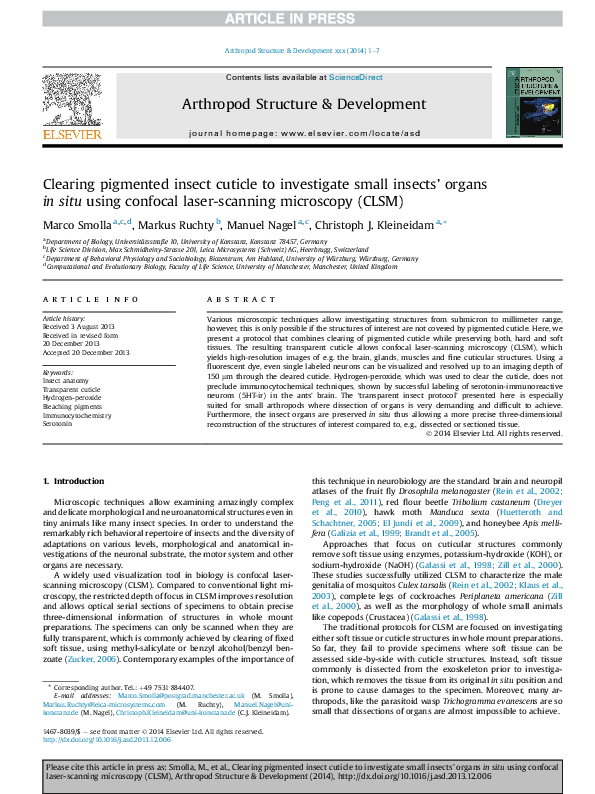 (PDF) Clearing pigmented insect cuticle to investigate small insects ...