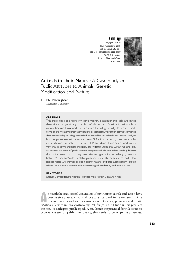 (PDF) Animals in their nature: A case study on public attitudes to ...