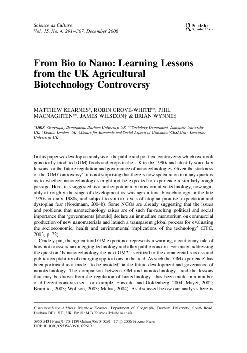 (PDF) From Bio to Nano: Learning the Lessons, Interrogating the Comparisons