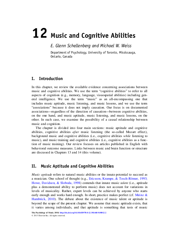 (PDF) Musical ability and cognitive abilities