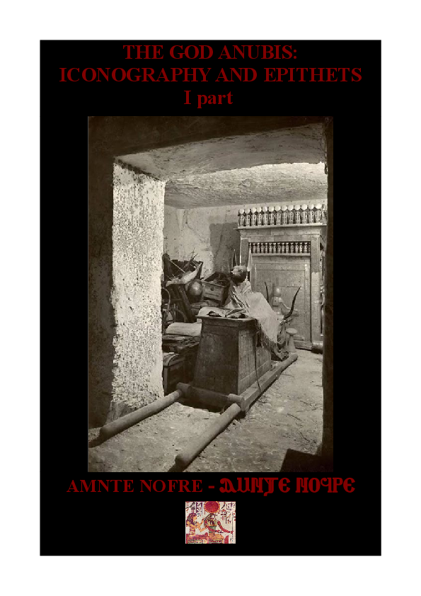 (PDF) The God Anubis-Iconography and Epithets-I part