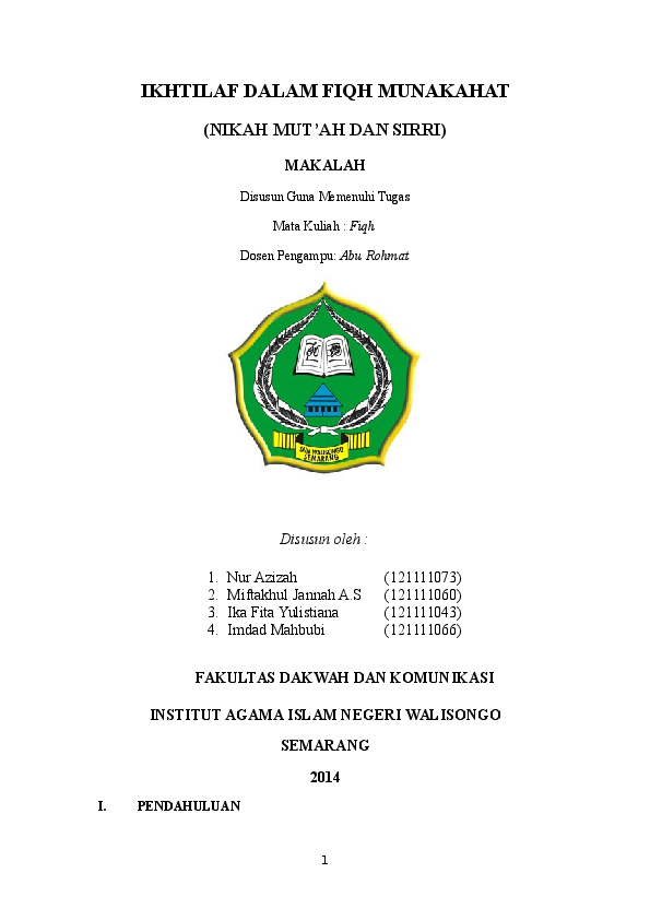 (DOC) Nikah Mut'ah dan Sirri