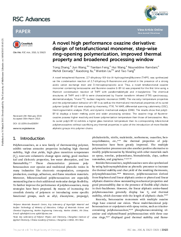 (PDF) A novel high performance oxazine derivative: design of ...